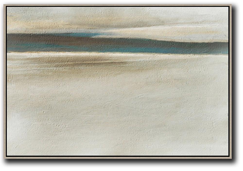 Oversized Horizontal Contemporary Art turquoise canvas wall art