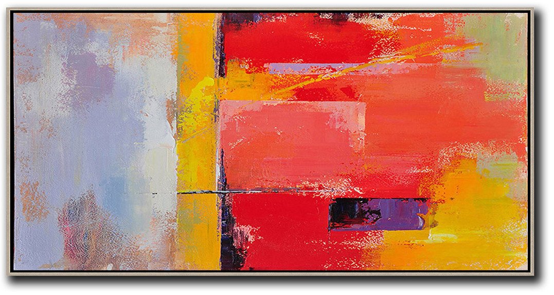 Horizontal Palette Knife Contemporary Art Panoramic Canvas Painting ...