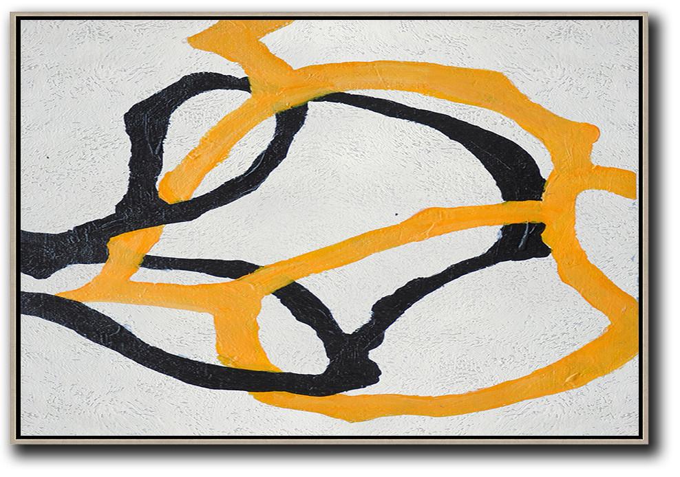Hand-Painted Oversized Horizontal Minimal Art On Canvas - Abstract ...